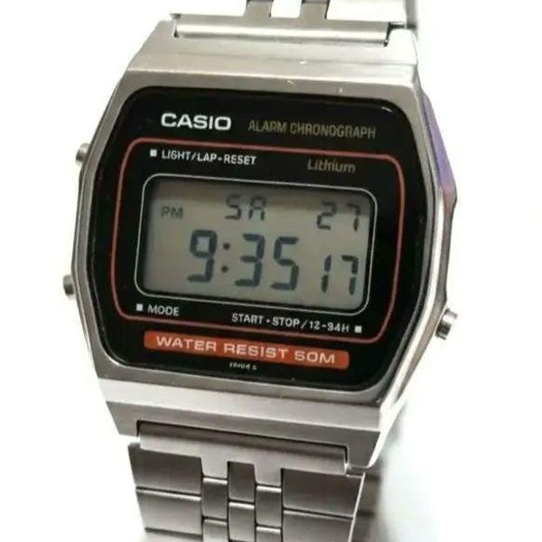Casio Vintage W-34 Digital Watch 80s Stainless Steel Quartz Used ...