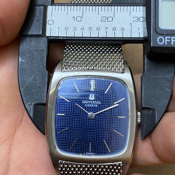 vintage Universal Geneve 842114 Tank Art Deco Blue Dial U Bracelet ...