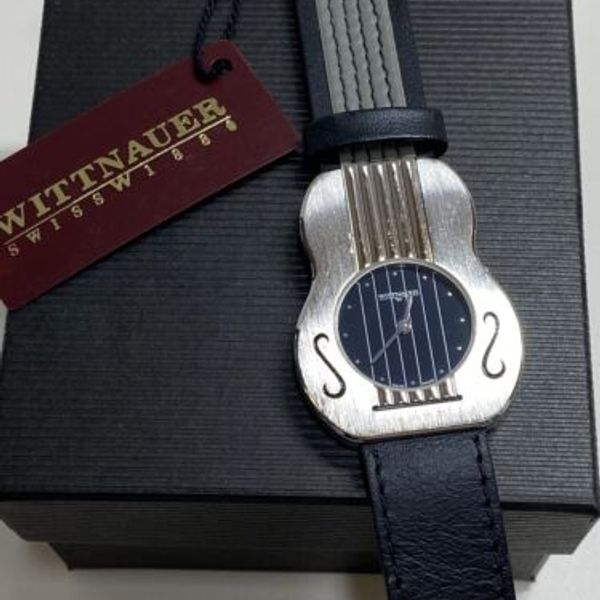 SUPERB New Wittnauer Swiss WATCH FAB GUITAR SHAPE CASE/MINT DIAL UNWORN ...