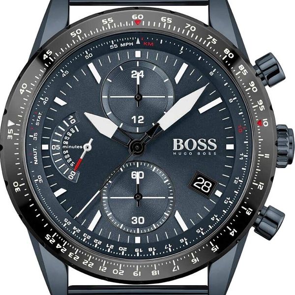 NEW HUGO BOSS PILOT HB1513887 MESH STRAP NAVY COLOUR MEN'S WATCH ...