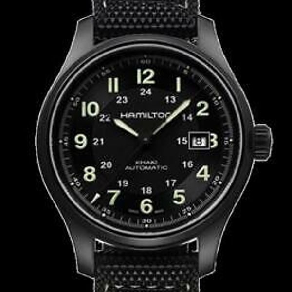 Hamilton Khaki H70575733 Field Automatic Black Titanium Men's Canvas ...