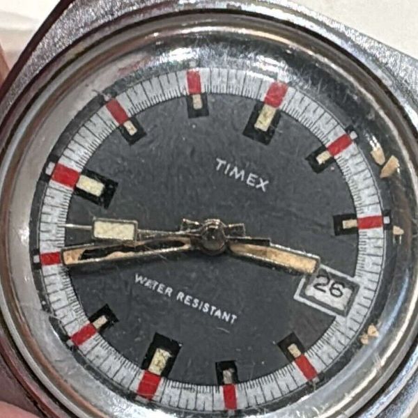 VINTAGE 1974 MENS TIMEX RALLY MECHANICAL WATCH GRAY DIAL NR for PARTS ...