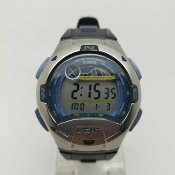 CASIO W-753 TIDE GRAPH - Men's digital 100m surf watch blue 2926 42mm ...
