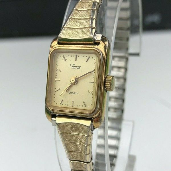 Vintage Timex T Cell Quartz Womens Watch Stretch Goldtine Band New ...