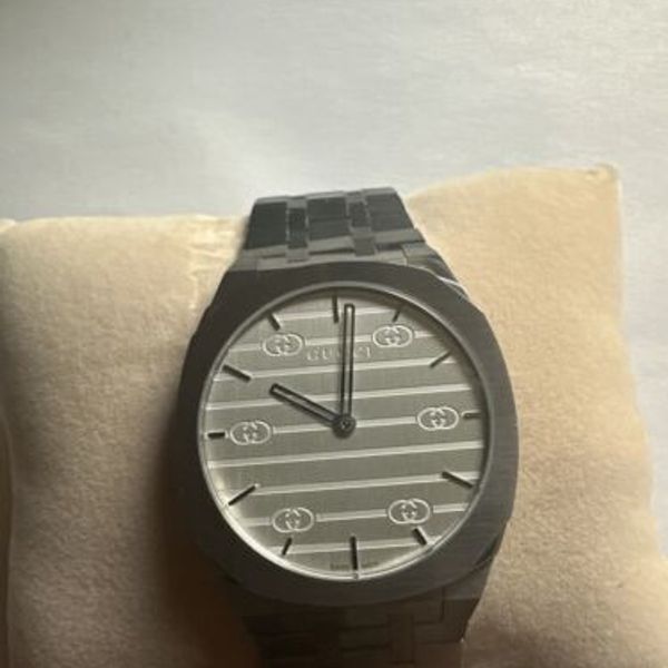 Gucci 25H Men's Silver Dial Watch YA163407 | WatchCharts Marketplace