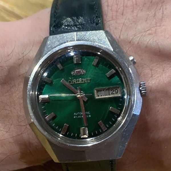 Rare Case Orient green Dial watch watch day date Automatic Watch ...