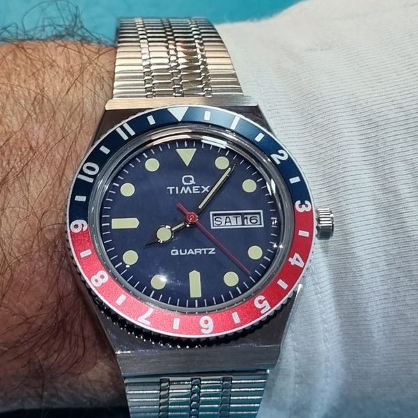 Timex Q Reissue 38mm Pepsi Bezel Watch TW2T80700 - Near New Condition ...