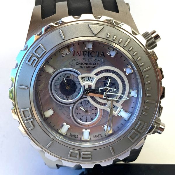 Invicta SWISS MADE Chronograph 500m WR Mens Watch Parts or Repair ...