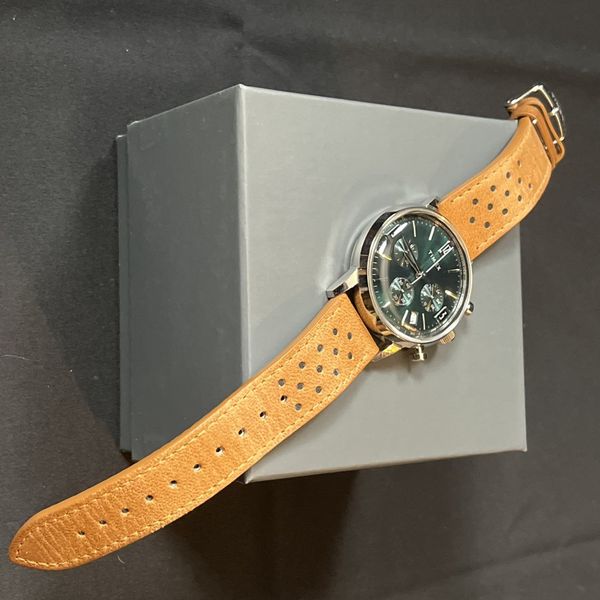 Timex Marlin Chronograph Tachymeter brown leather green dial 40mm ...