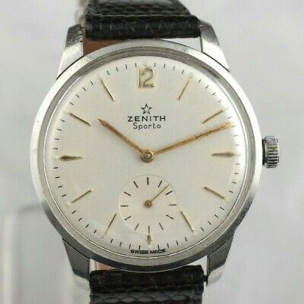 Rare Vintage ZENITH Sporto Watch St. Steel 1950's 35mm Big Size ...