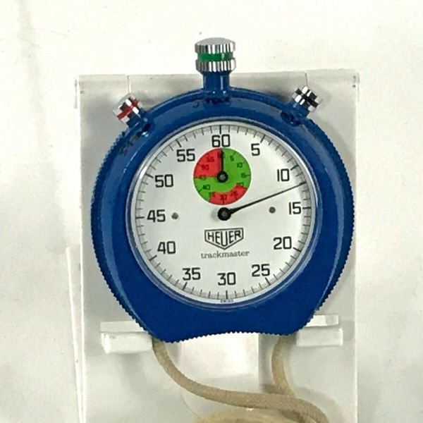 Vintage Heuer Trackmaster Blue Stopwatch Swiss Made Box, Booklet NEEDS ...