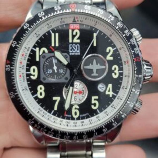 ESQ by Movado Beacon Flight Chronograph Stainless Steel Men's Watch ...