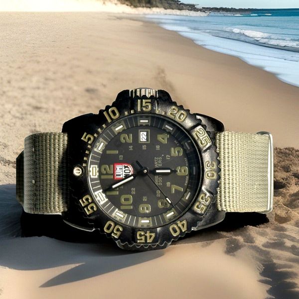 Luminox 3050/3950 Colormark Navy Seal Black & Khaki Dial Military Watch ...