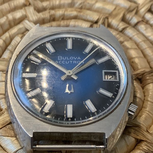 Vintage Bulova Accutron Men's Blue Dial Stainless Steel Watch N3 ...