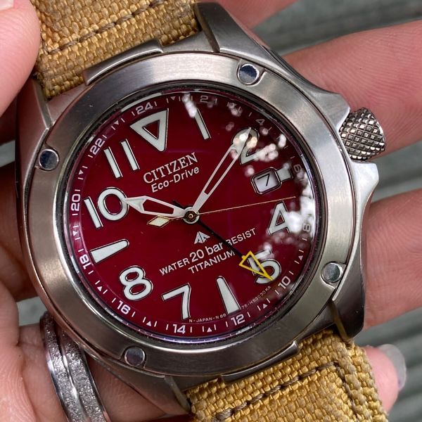 Rare Citizen Promaster GMT Titanium Eco Drive Red Dial Solar Nylon Men ...