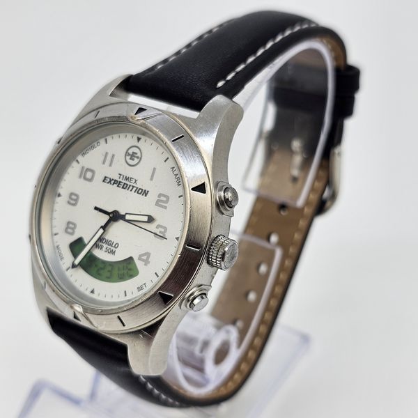 VTG Men Timex Expedition Analog Digital Watch 38MM White Dial New Bands ...