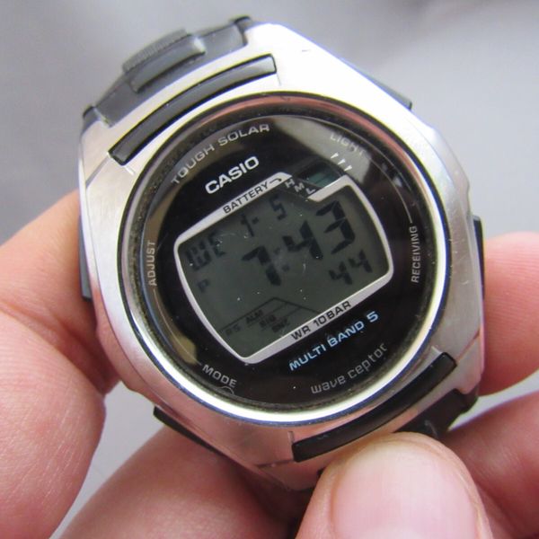 CASIO TOUGH SOLAR WAVE CAPTOR WR 10BAR DIGITAL WRISTWATCH WORKING ...