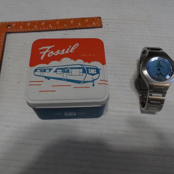Vintage Fossil, Mens big tic watch Jr-7999. Unique Color blue Japanese ...