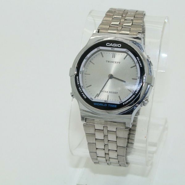 Vintage CASIO ABX-200 (1349) TWINCEPT World Time Watch LCD Digital ...