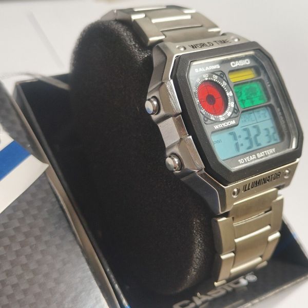 Casio AE-1200WHD World Time Illuminator Full Metal Body Mod Real Glass ...