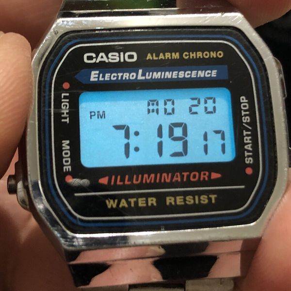 CASIO A168 QUARTZ DIGITAL WATCH ALARM CHRONO ELECTRO LUMINESCENCE ...