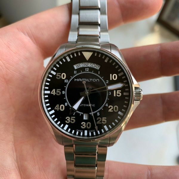 Hamilton Pilot Day Date Automatic 42mm Black Dial Men's Watch H64615135 ...