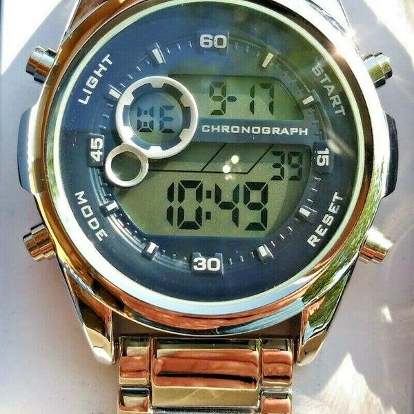 MENS WRIST WATCH LIGHT UP DIAL ALARM CHIME STOPWATCH | WatchCharts ...