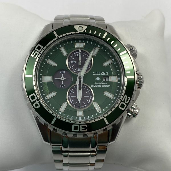 Citizen Promaster Eco-Drive Green Dial Stainless Steel Mens Watch ...