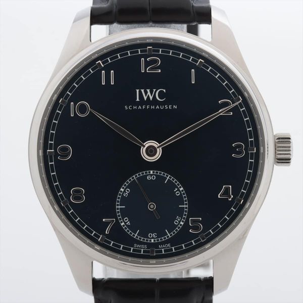[Pre-owned] IWC Portugieser 40 IW358305 SS x leather AT blue dial ...