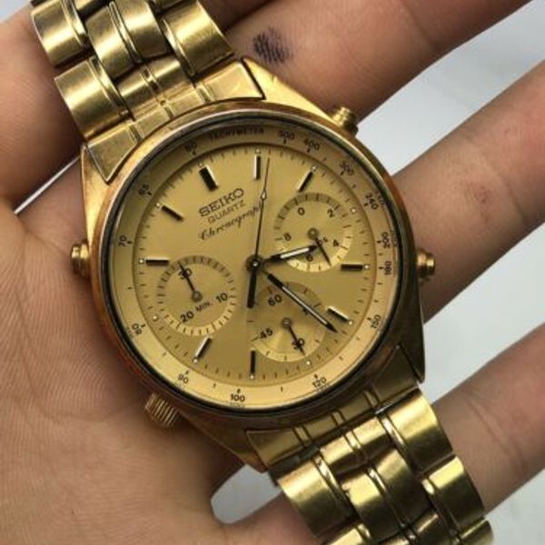 Vintage 1984 Seiko 7A28-7029 Gold Plated Chronograph Men's Quartz Watch - Runs! | WatchCharts