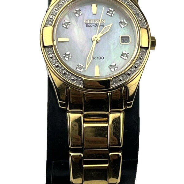 Citizen ECO-DRIVE Women's Watch MOP Dial Gold Tone Diamonds WR New ...
