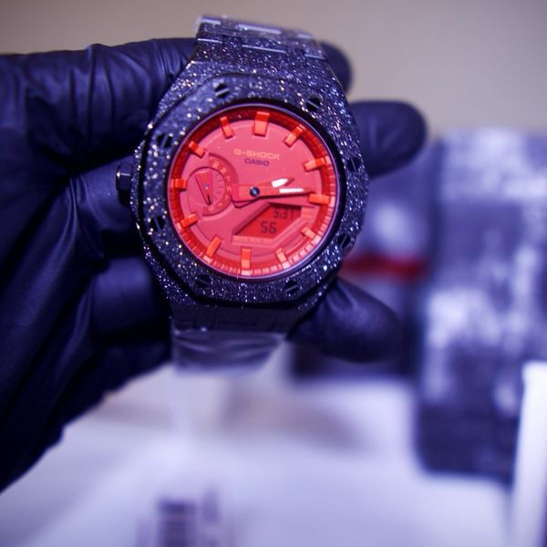 Casio G-Shock GA2100-4A Custom Glitter Black Frosted & Red â New w/ Box ...