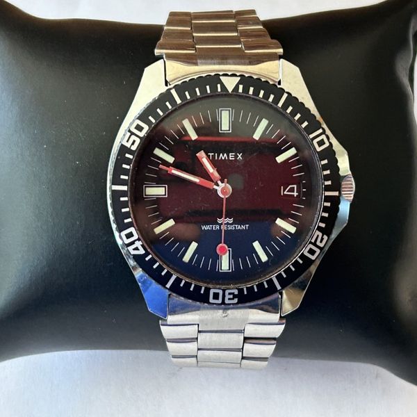 Vintage Timex Diver Watch Red Dot Mechanical Manual Wind | WatchCharts ...