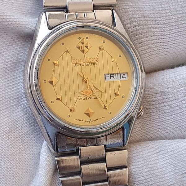 Vintage Citizen Automatic 21 Jewel's Golden Color Dial Watch For Mens ...