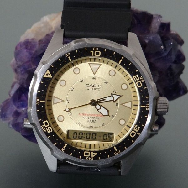 Vintage CASIO Arnie? Quartz Diver Watch Alarm Chronograph AMW-320 ...