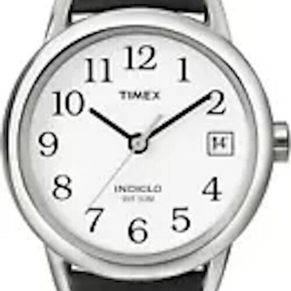 Timex Men's TW2V68800 Easy Reader White Dial BlackLeather Watch ...