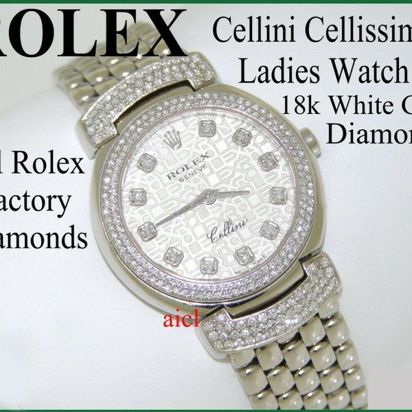 ROLEX CELLINI CELLISSIMA 18kWG DIAMONDS LADIES WATCH ALL ROLEX FACTORY ...
