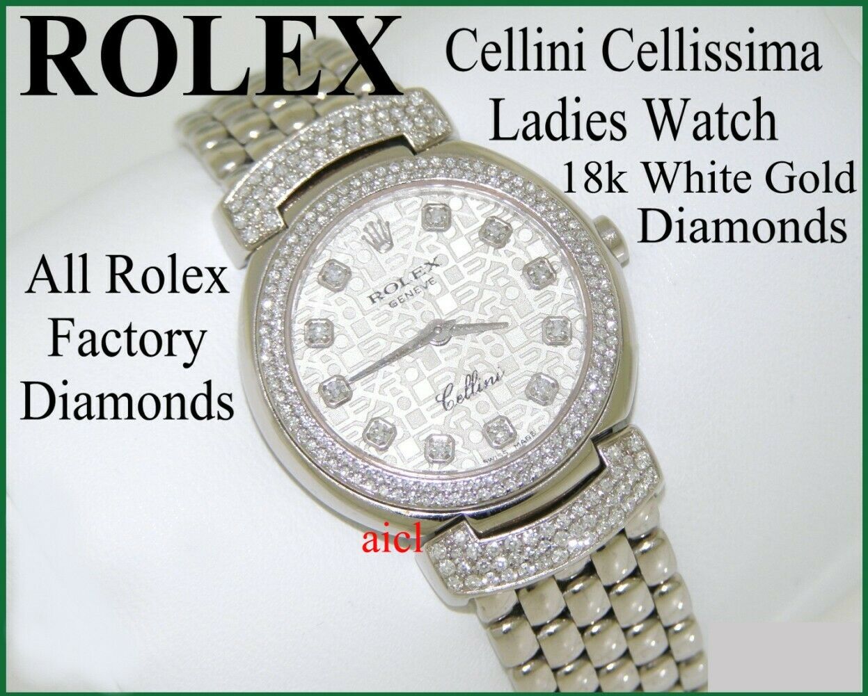 ROLEX CELLINI CELLISSIMA 18kWG DIAMONDS LADIES WATCH ALL ROLEX FACTORY ...