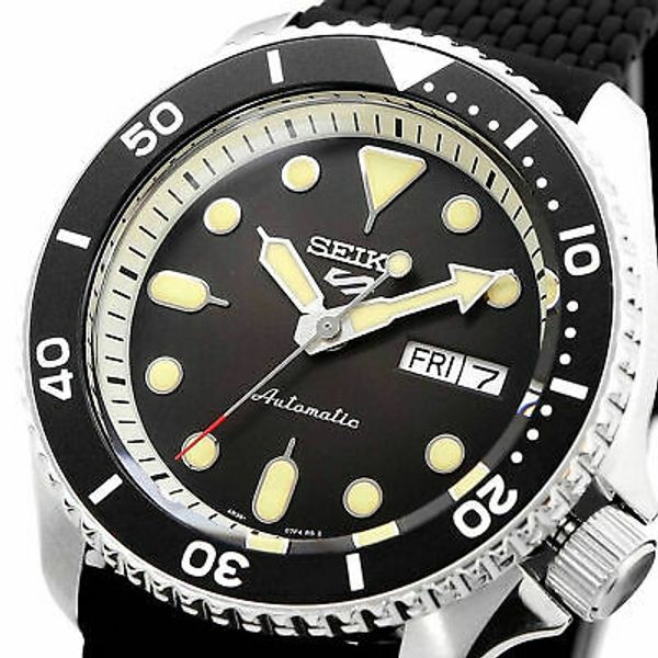 SEIKO 5 Sports SRPD73K2 Automatic 24 Jewels Black Dial Stainless Steel ...