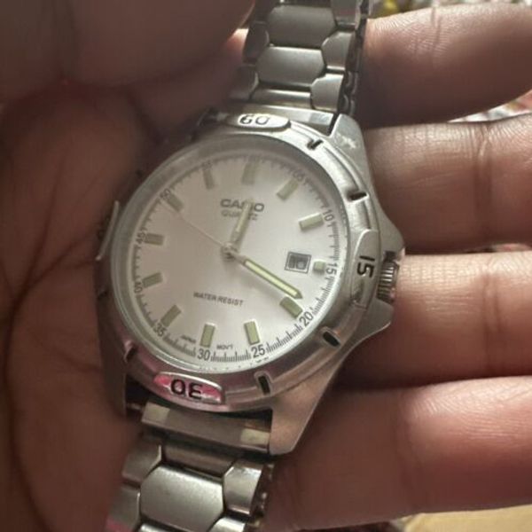 RUNNING CASIO QUARTZ WHITE DIAL MTP-1244 JAPAN MEN'S FULL WORKING ...