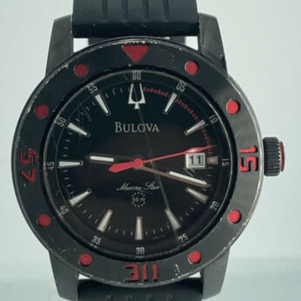 Bulova Marine Star 98B164 C976989 13790567 B2 Stainless Steel Red/Black ...