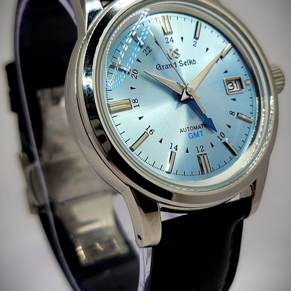 Custom Mod (Grand Seiko Elegance GMT ) Lt Blue Dial/Blue GMT Hand NH34 ...