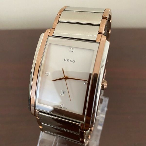 Rado Integral Silver and Rose Gold Men's Diamond Dial Swiss Watch ...