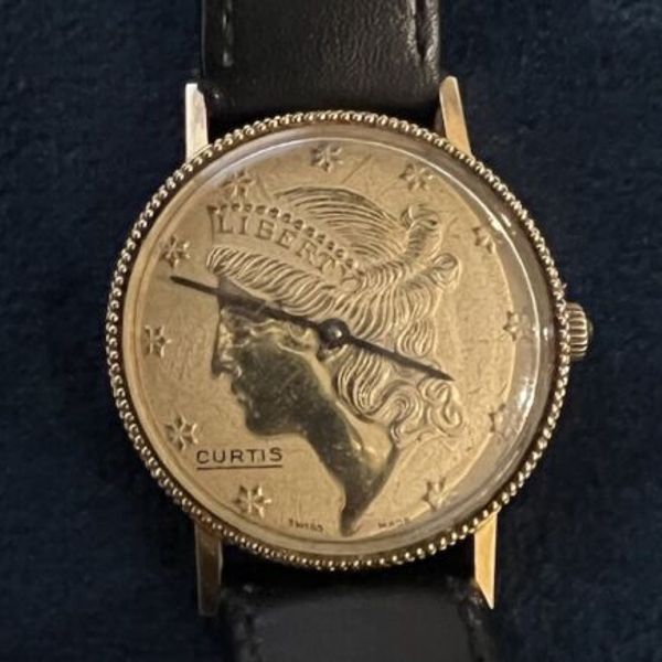 Rare Vintage Curtis Swiss Gold Plated Liberty Coin Watch Working ...
