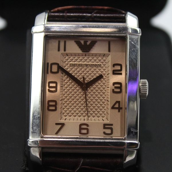 26 Emporio Armani Rectangular Case Watch Quartz Boxed WORKING ...