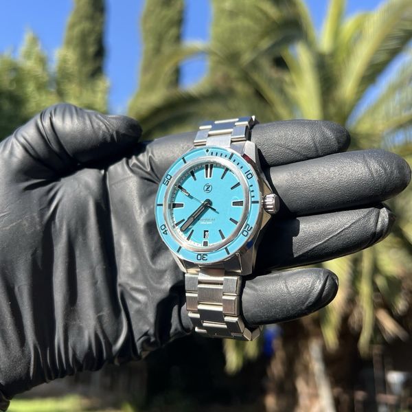 Zelos Swordfish 42mm Sky Blue Watch Full Lume Dial | WatchCharts ...