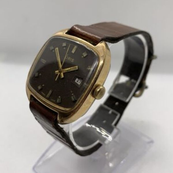 Vintage Oris Square Mens Watch - Brown Dial, Gold Plated - Running ...