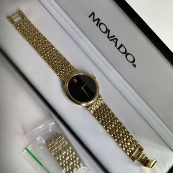 Vintage Movado Museum 14k gold plated watch 87 E4 9887 Swiss Movado ...