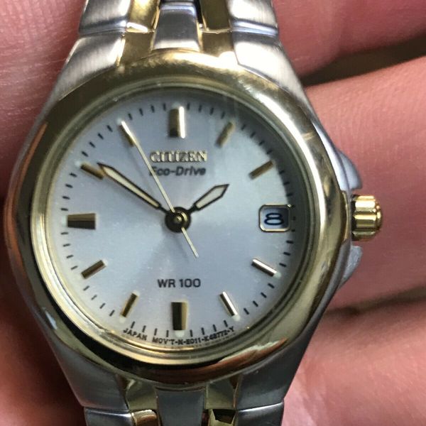 Citizen Watch Eco-Drive E011-K15711 Lady 100m 2 Tone Analog Date Quartz ...