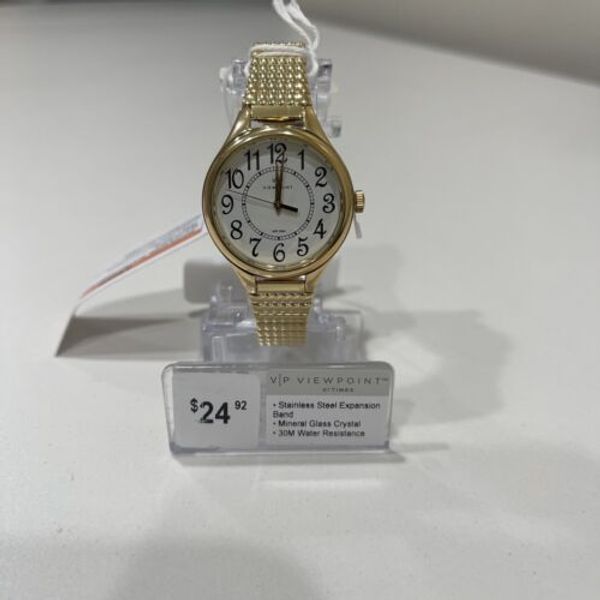 Timex Viewpoint Watch with a White Dial and Gold-tone Expansion ...